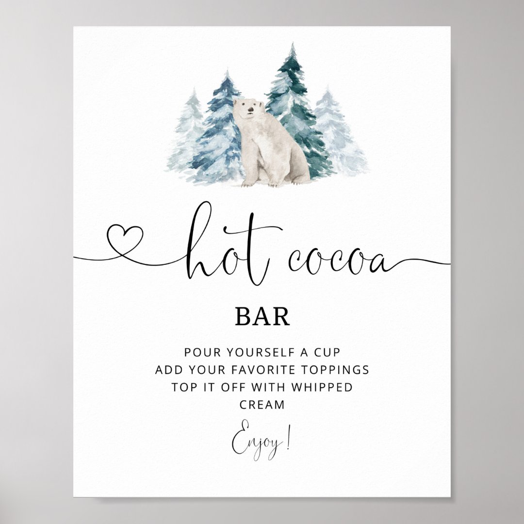 Polar bear Hot cocoa bar Poster | Zazzle