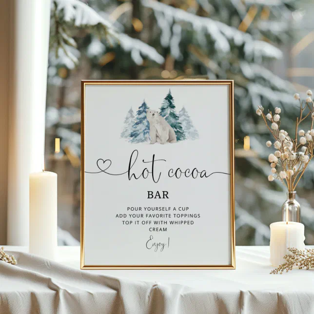 Polar bear Hot cocoa bar Poster | Zazzle