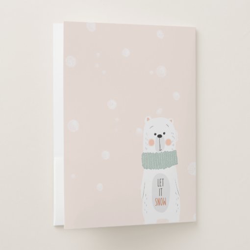Polar Bear - Let it Snow - Cute Winter / Christmas Pocket Folder | Zazzle