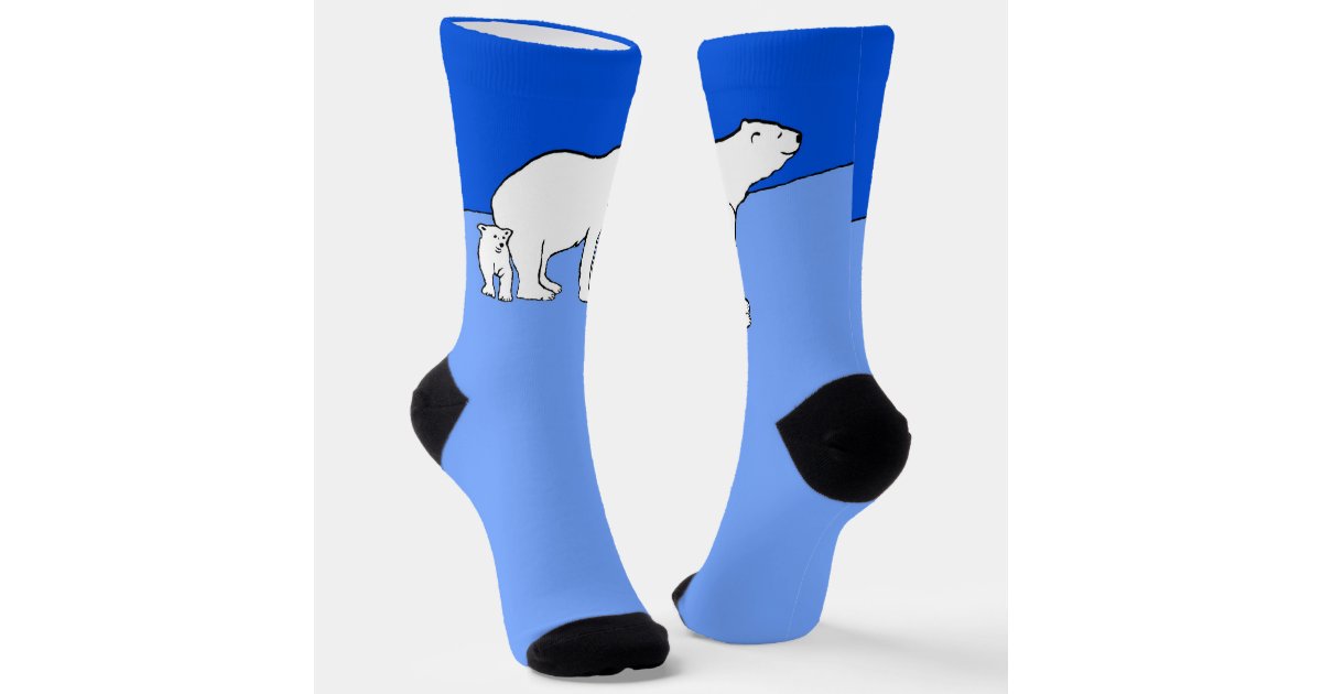Polar Bear Mom and Cub Painting - Wildlife Art Socks | Zazzle
