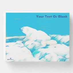 Polar Bear On Ice Wooden Box Sign | Zazzle
