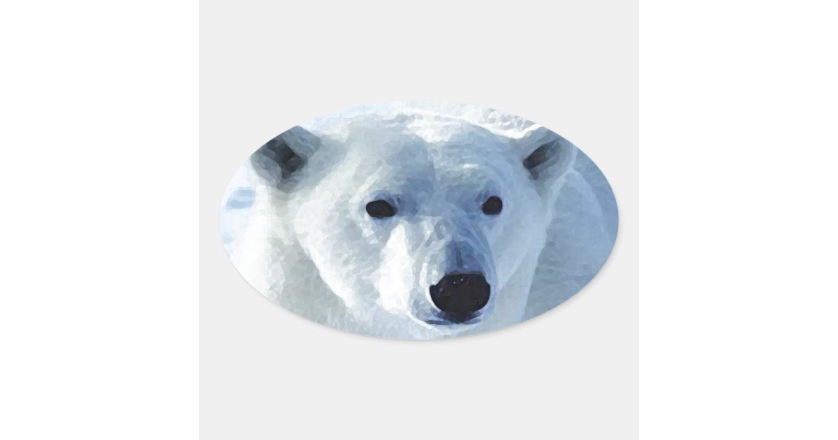 Polar Bear Oval Sticker | Zazzle