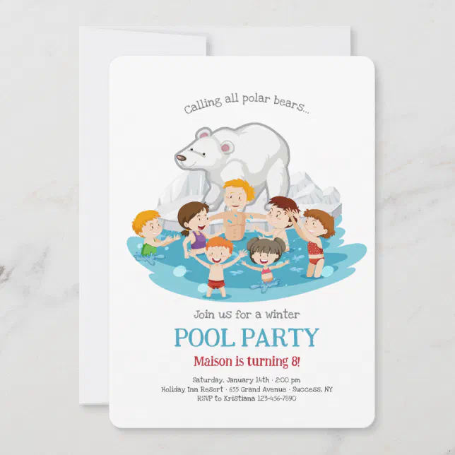 Polar Bear Pool Party Invitation | Zazzle