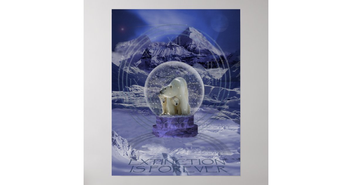 Polar Bear Snow Globe copy Poster | Zazzle