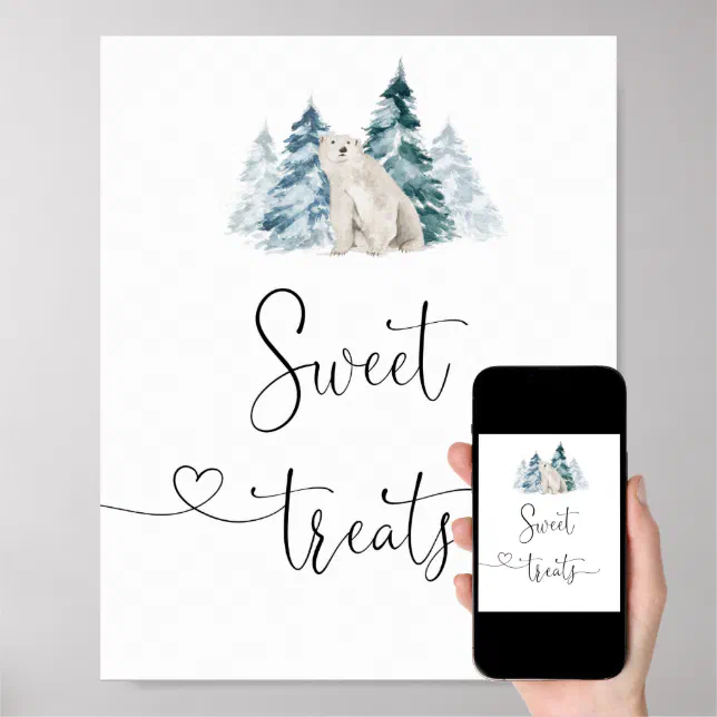 Polar bear Sweet treats poster | Zazzle