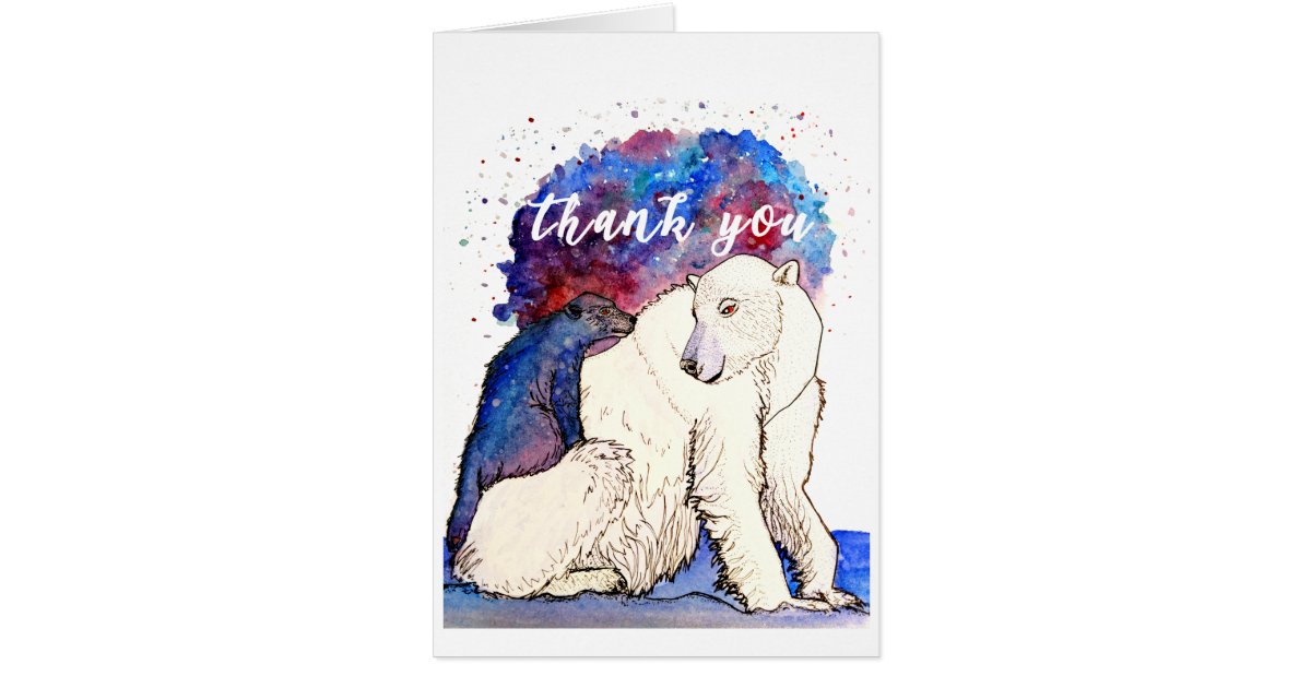 Polar Bear Thank You Cards 5 x 7 | Zazzle