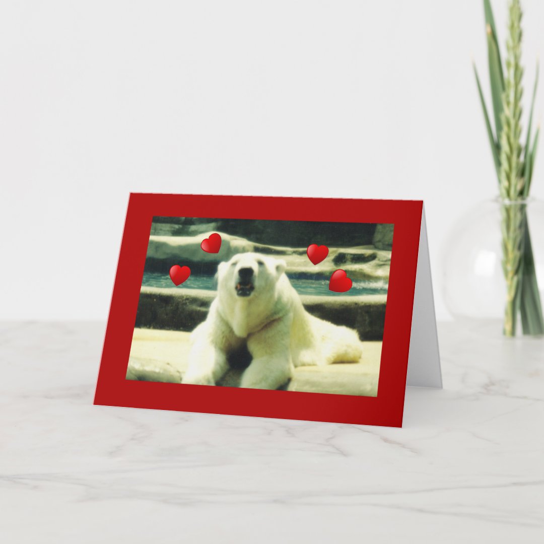 Polar Bear Valentine Greeting Card | Zazzle