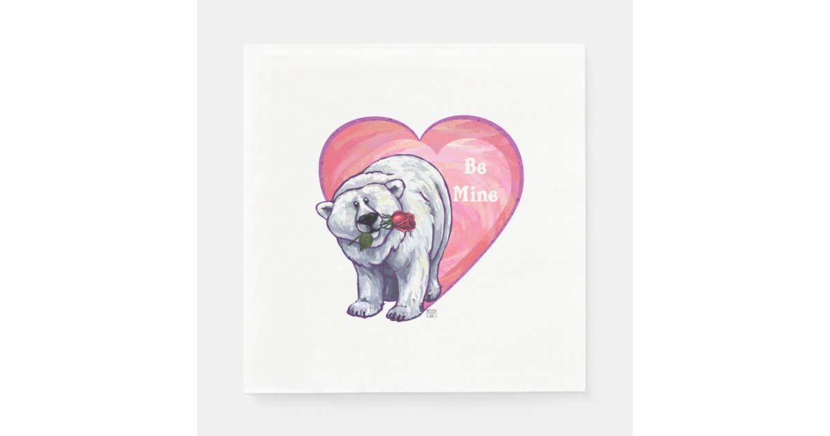 Polar Bear Valentine's Day Napkins | Zazzle