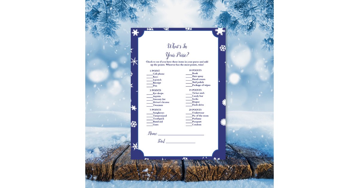 Polar Bear What's In Your Purse Baby Shower Game | Zazzle