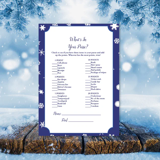 Polar Bear What's In Your Purse Baby Shower Game | Zazzle