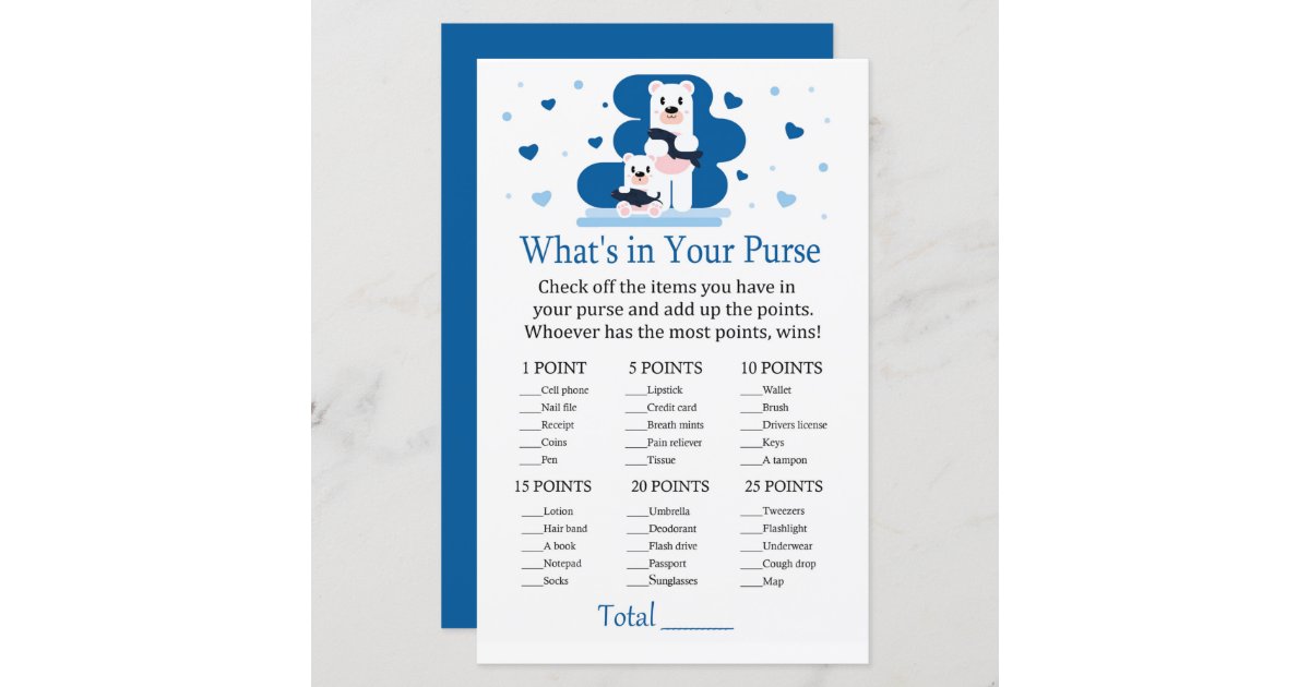 Polar bear What's in your purse game | Zazzle