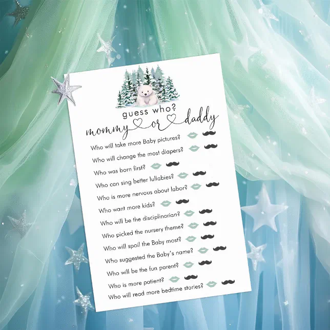 Polar Bear Winter Baby Shower "Guess Who" Game | Zazzle
