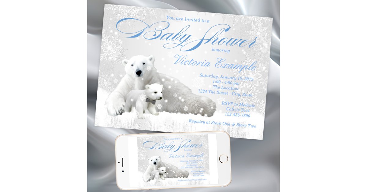 Polar Bear Winter Baby Shower Invitation | Zazzle