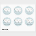 Polar Bear Winter Wonderland Blue Birthday Classic Round Sticker | Zazzle