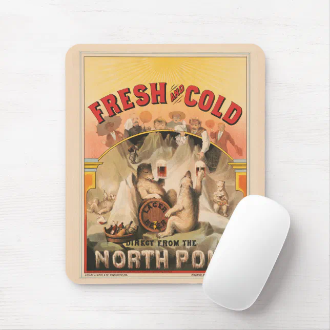 Polar Bears Are Enjoying Mugs Of Lager Beer Mouse Pad | Zazzle