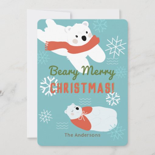 Polar Bears Beary Merry Christmas Card | Zazzle