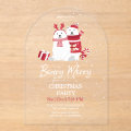 Polar Beary Merry Christmas Party Arch ID851 Acrylic Invitations | Zazzle