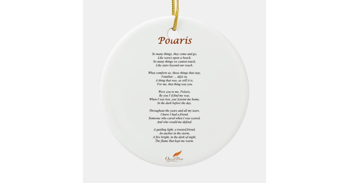 Polaris Poem on Circle Ornament | Zazzle