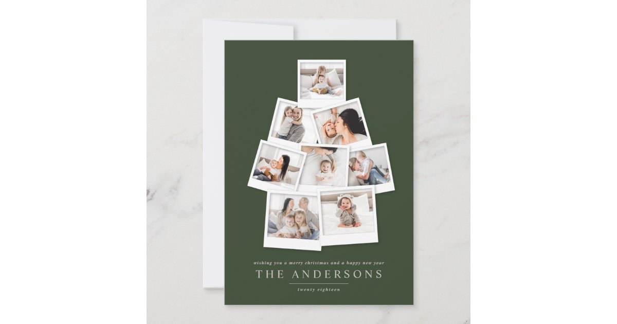 Polaroid Chrstmas tree multi photo holiday card | Zazzle