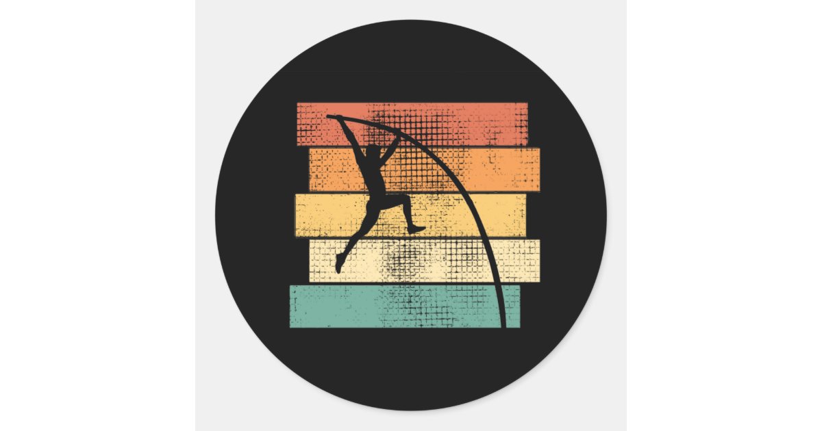 Pole Vaulting Retro Classic Round Sticker | Zazzle