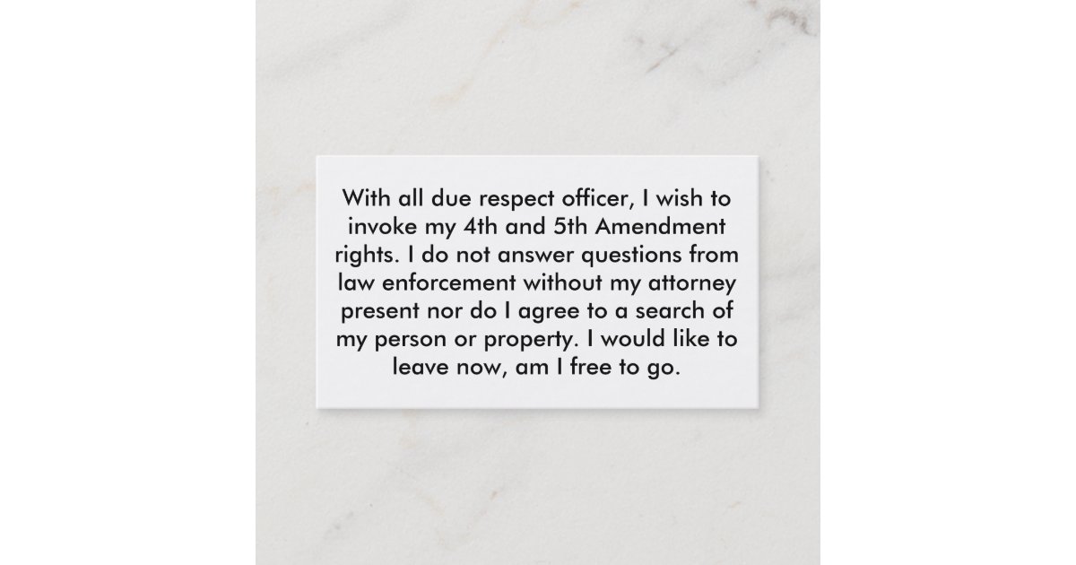 Police 5th Amendment Cards | Zazzle