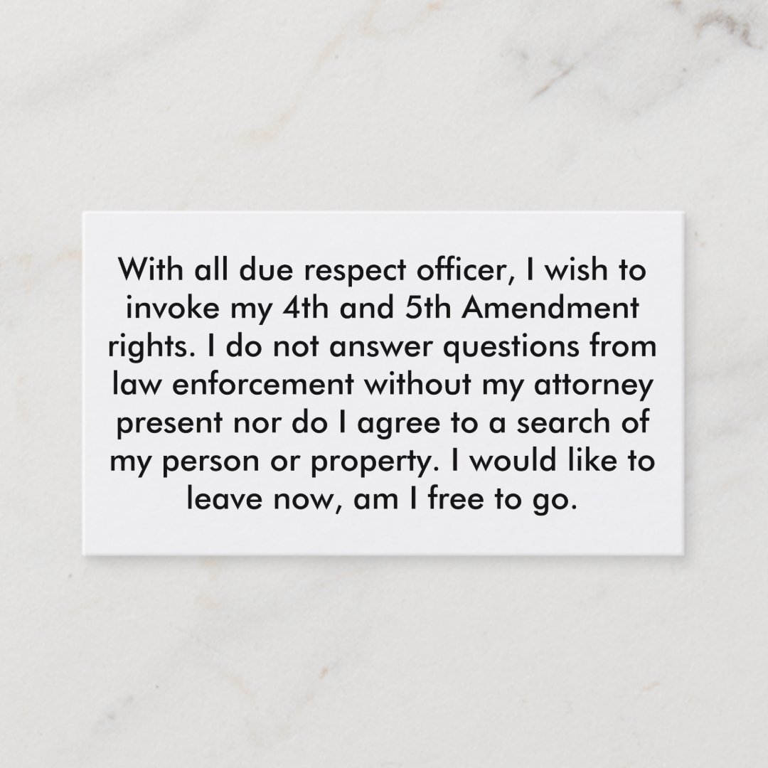 Police 5th Amendment Cards | Zazzle