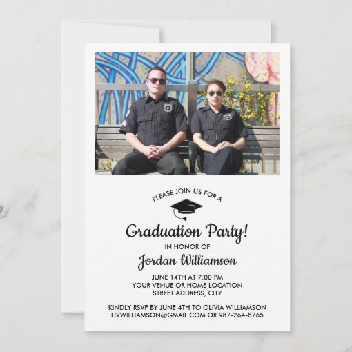 Police Academy Graduate Photo Graduation Party Invitation | Zazzle