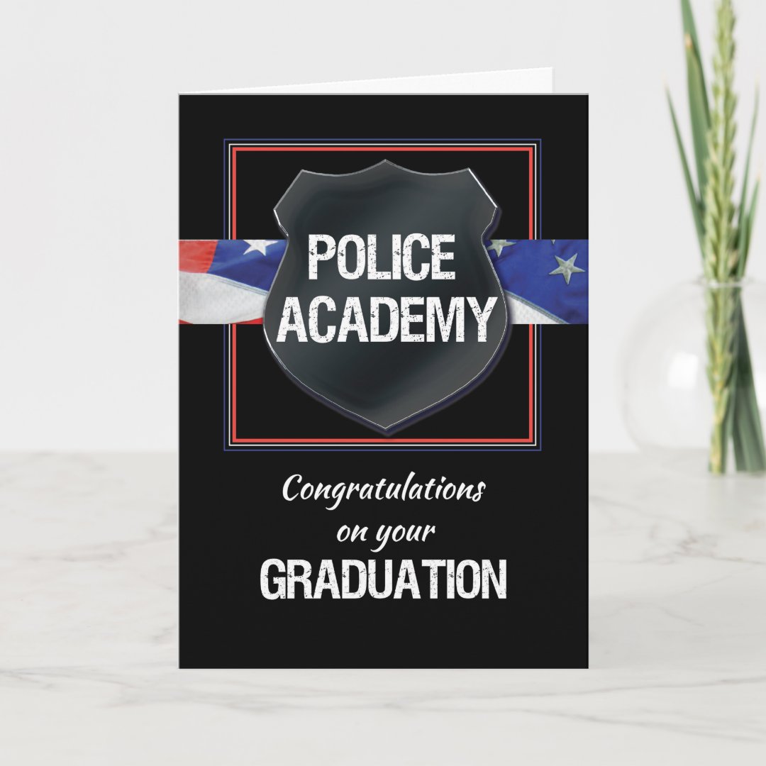 Police Academy Graduation Congratulations, Black w Card | Zazzle