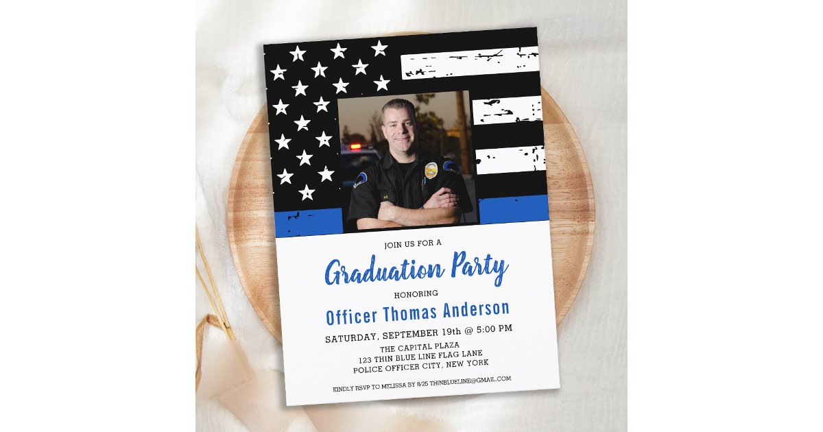 Police Academy Graduation Custom Photo Invitation Postcard | Zazzle