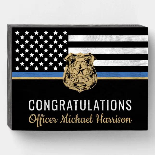 Police Academy Graduation Law Enforcement Flag Wooden Box Sign | Zazzle