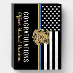 Police Academy Graduation Law Enforcement Flag Wooden Box Sign | Zazzle