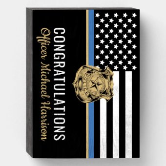 Police Academy Graduation Law Enforcement Flag Wooden Box Sign | Zazzle