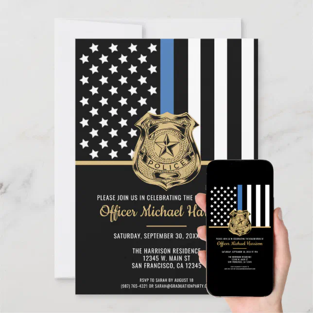 Police Academy Graduation Law Enforcement Invitation | Zazzle