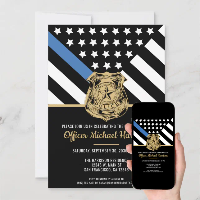 Police Academy Graduation Law Enforcement Officer Invitation | Zazzle