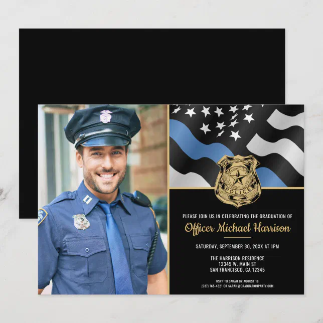 Police Academy Graduation Law Enforcement Photo Invitation | Zazzle
