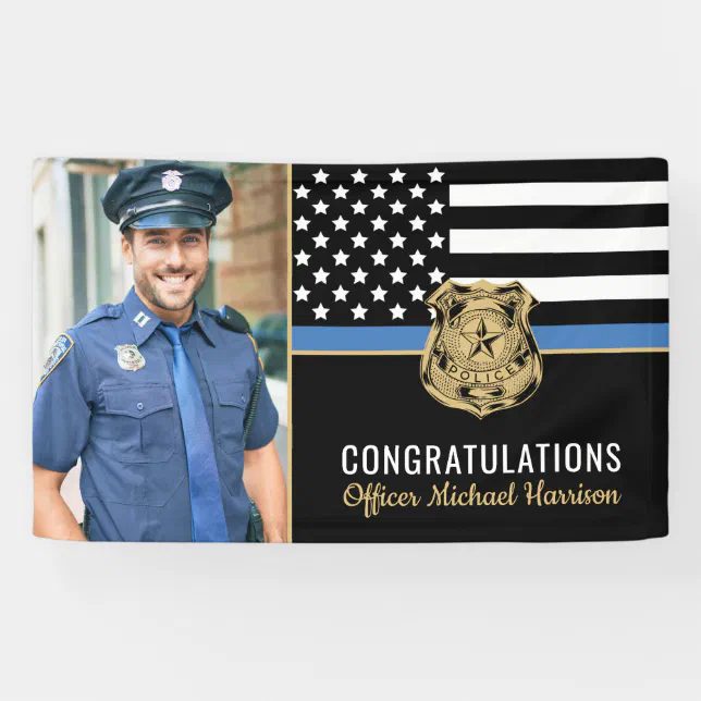 Police Academy Graduation Party Flag Photo Banner | Zazzle