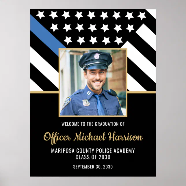 Police Academy Graduation Party Flag Photo Welcome Poster | Zazzle