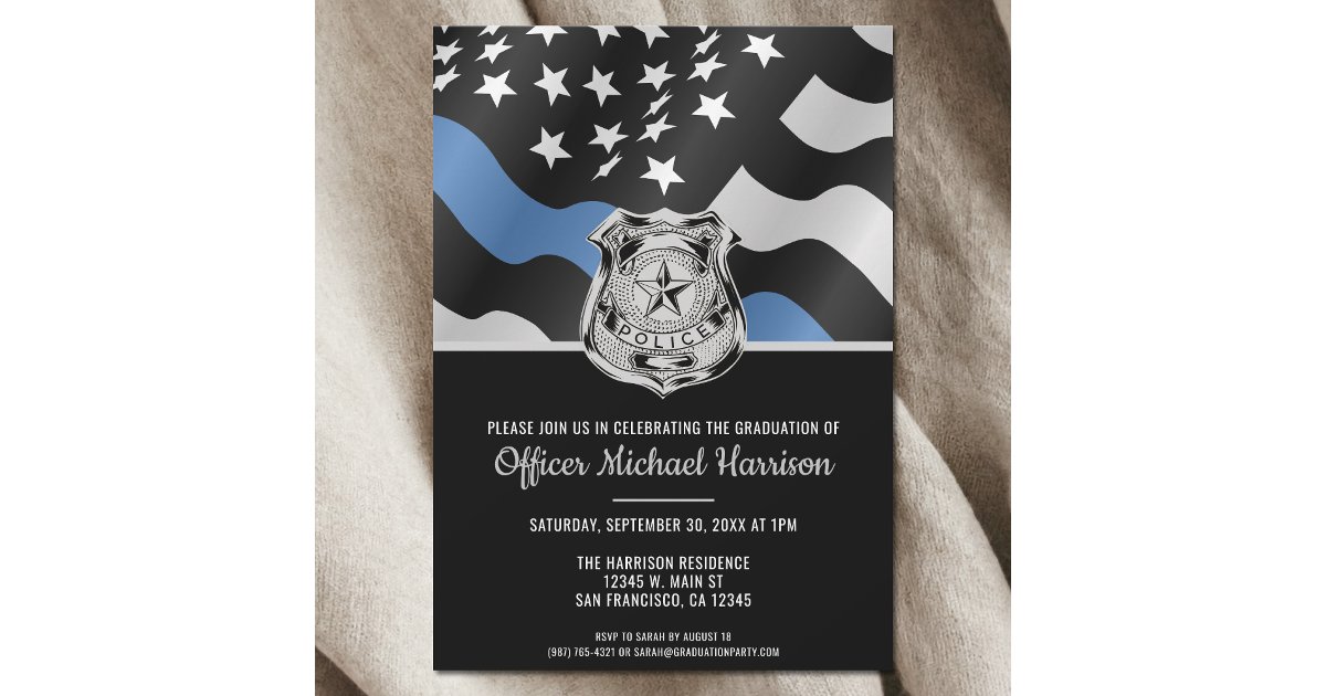 Police Academy Law Enforcement Graduation Invitation | Zazzle