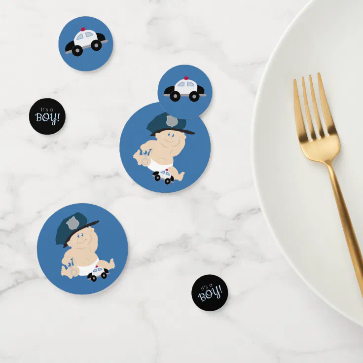 Police Baby Shower Baby Cop Baby Shower Confetti | Zazzle