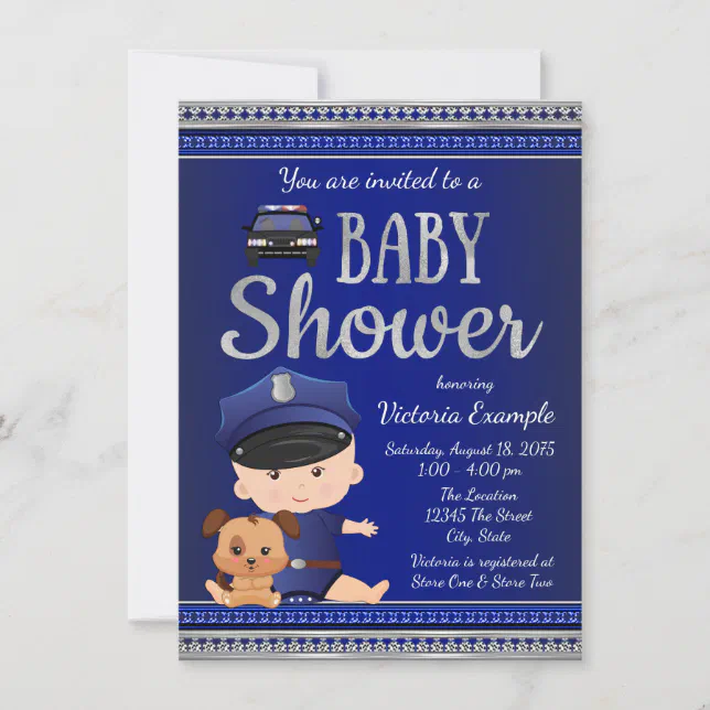 Police Baby Shower Invitation | Zazzle