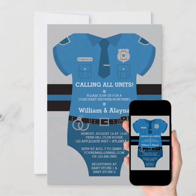 Police Baby Shower Invitation | Zazzle