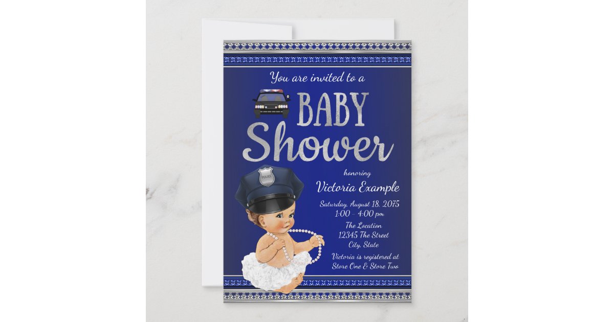 Police Baby Shower Invitations Girl Police | Zazzle