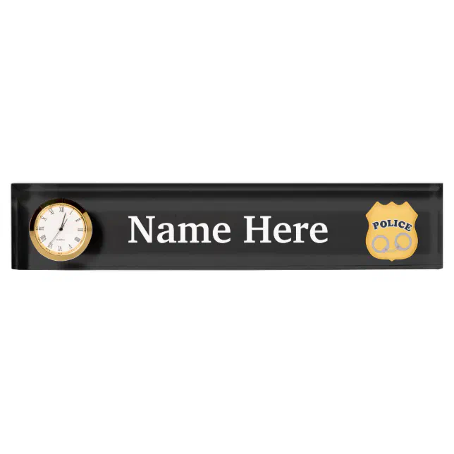Police badge and cuffs add name nameplate | Zazzle