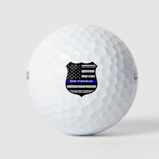 Police Badge Blue Line Retired Golf Balls | Zazzle.com
