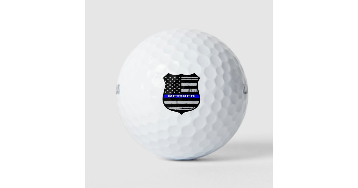 Police Badge Blue Line Retired Golf Balls | Zazzle