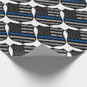 Police Badge Blue Line Wrapping Paper | Zazzle