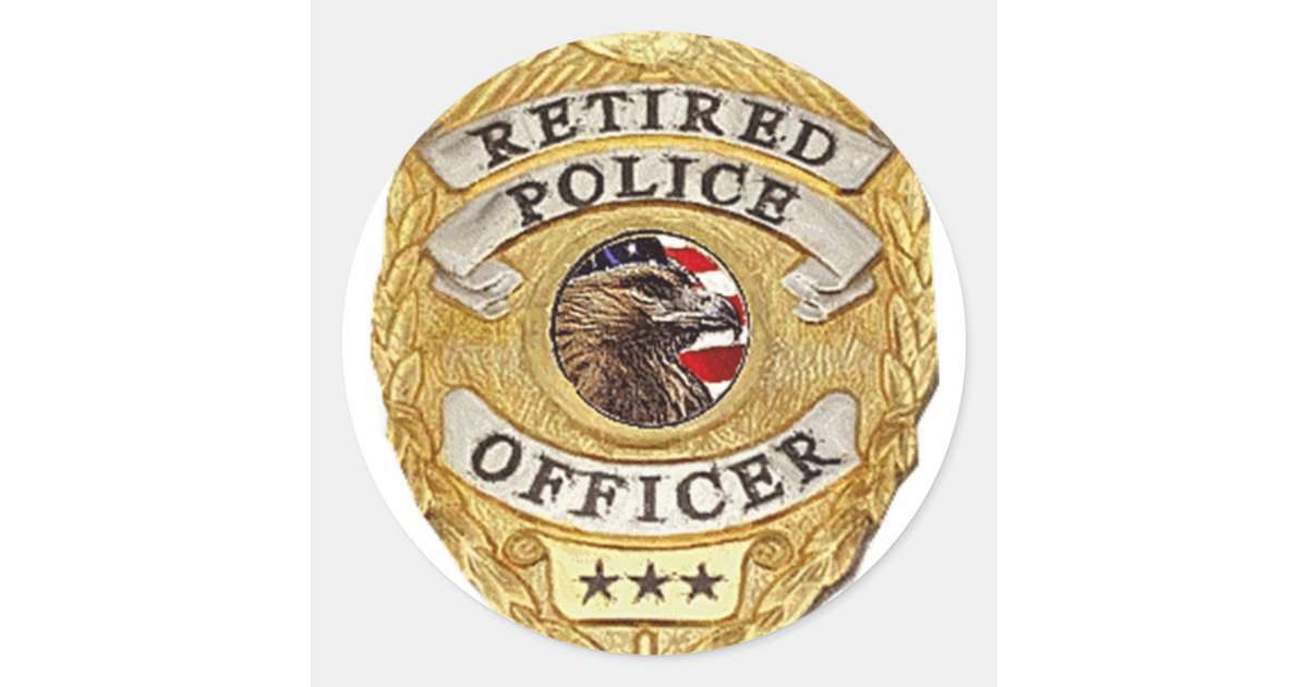 Police_Badge_Retired Classic Round Sticker | Zazzle