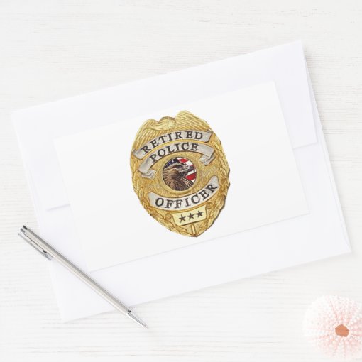 Police_Badge_Retired Rectangular Sticker | Zazzle