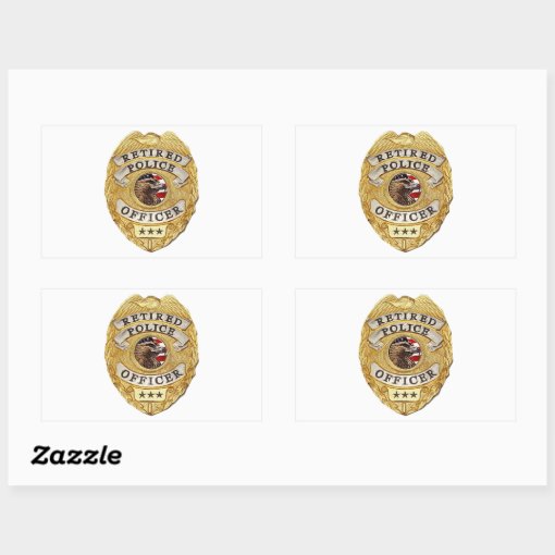 Police_Badge_Retired Rectangular Sticker | Zazzle