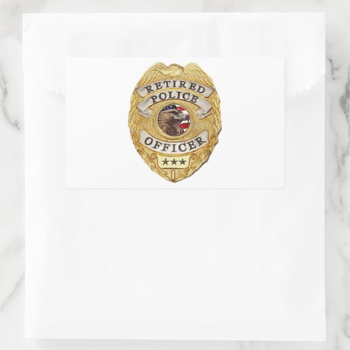 Police_Badge_Retired Rectangular Sticker | Zazzle